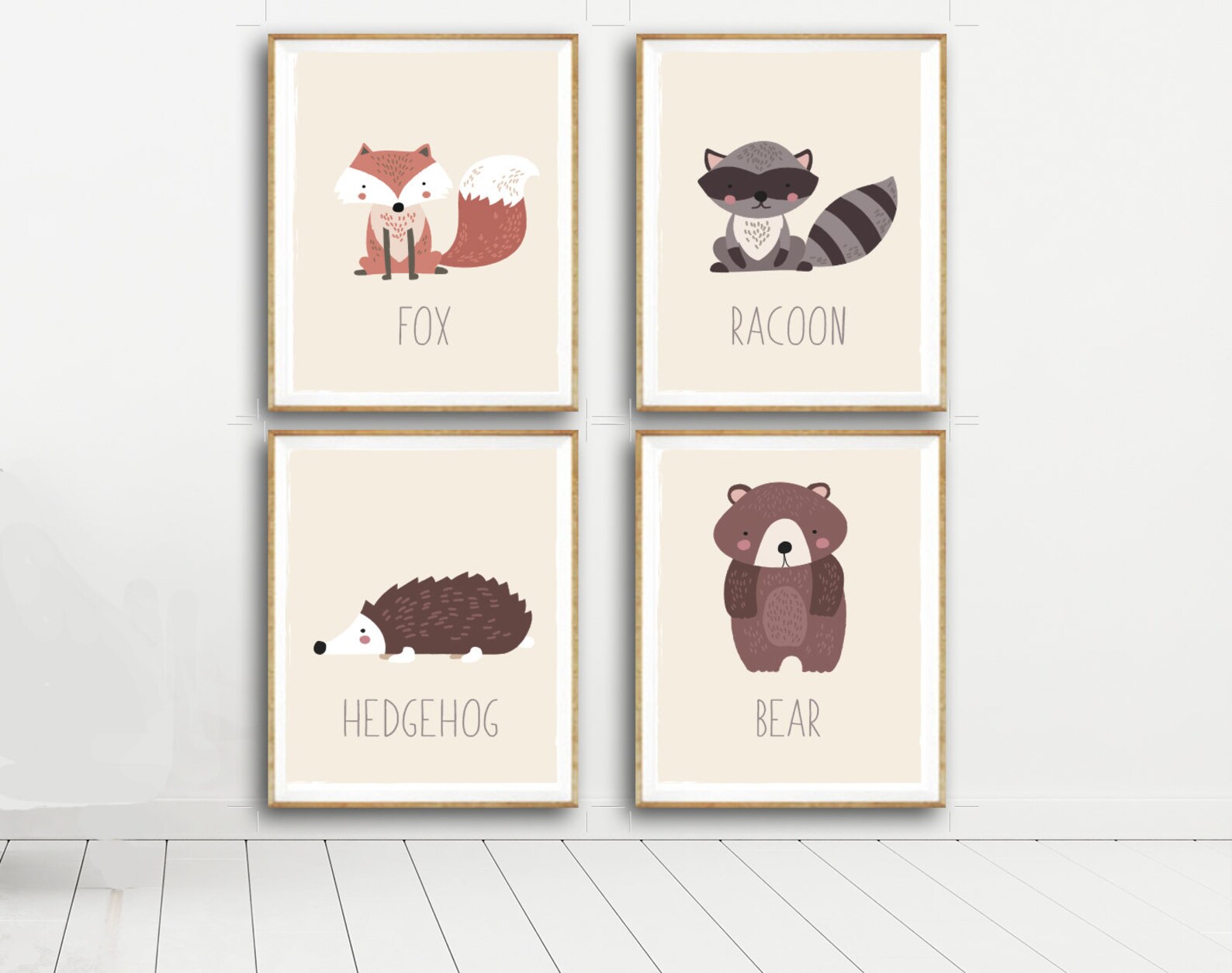 Woodland Forest Animals Nursery Decor Set of Four - Etsy
