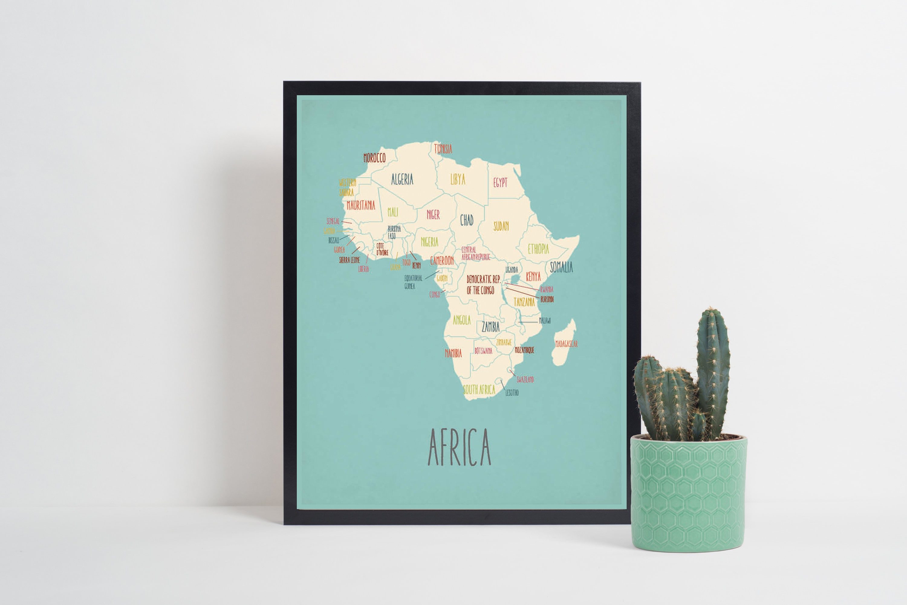 Africa Map for Kids Children Travel Decor Adventure | Etsy