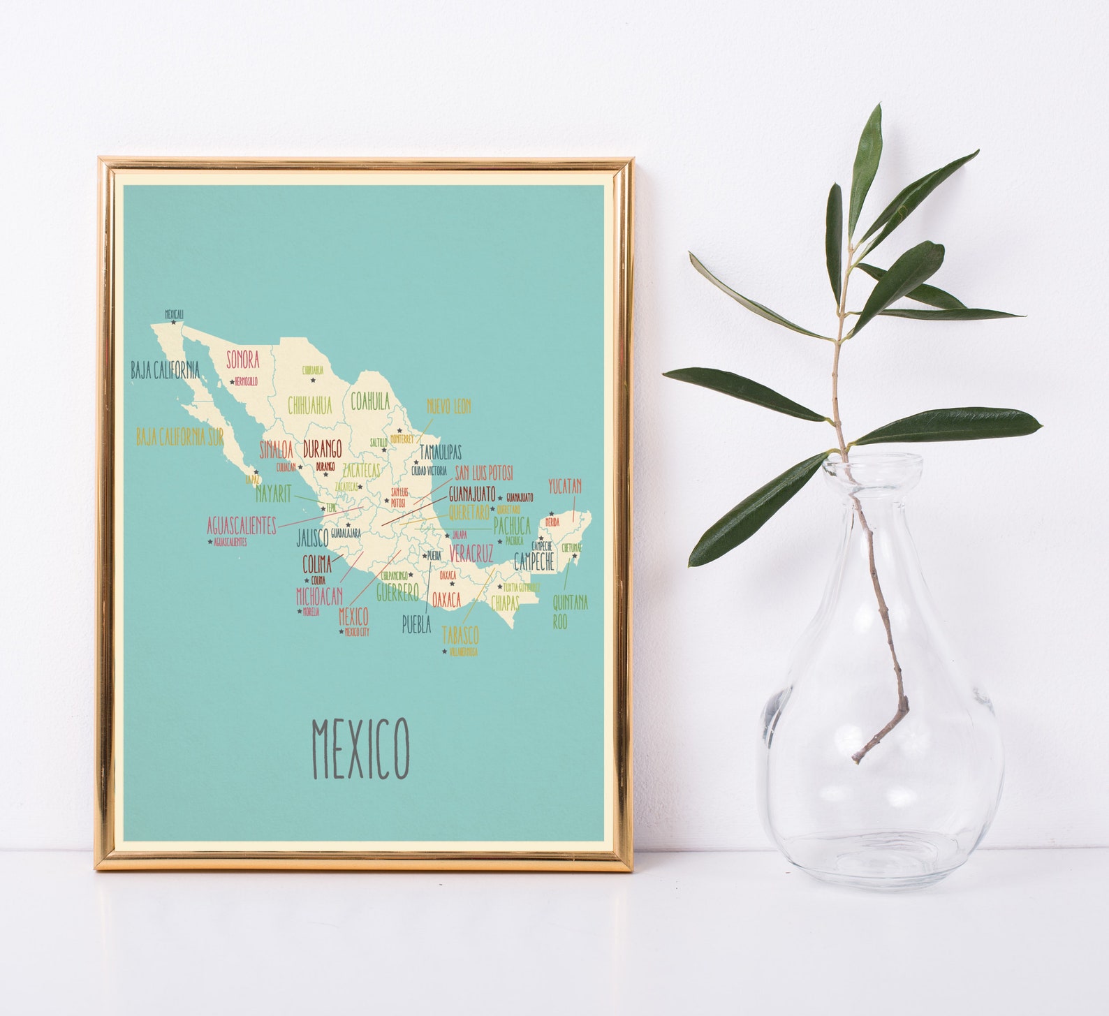 Mexico Map for Kids Children Travel Decor Adventure - Etsy