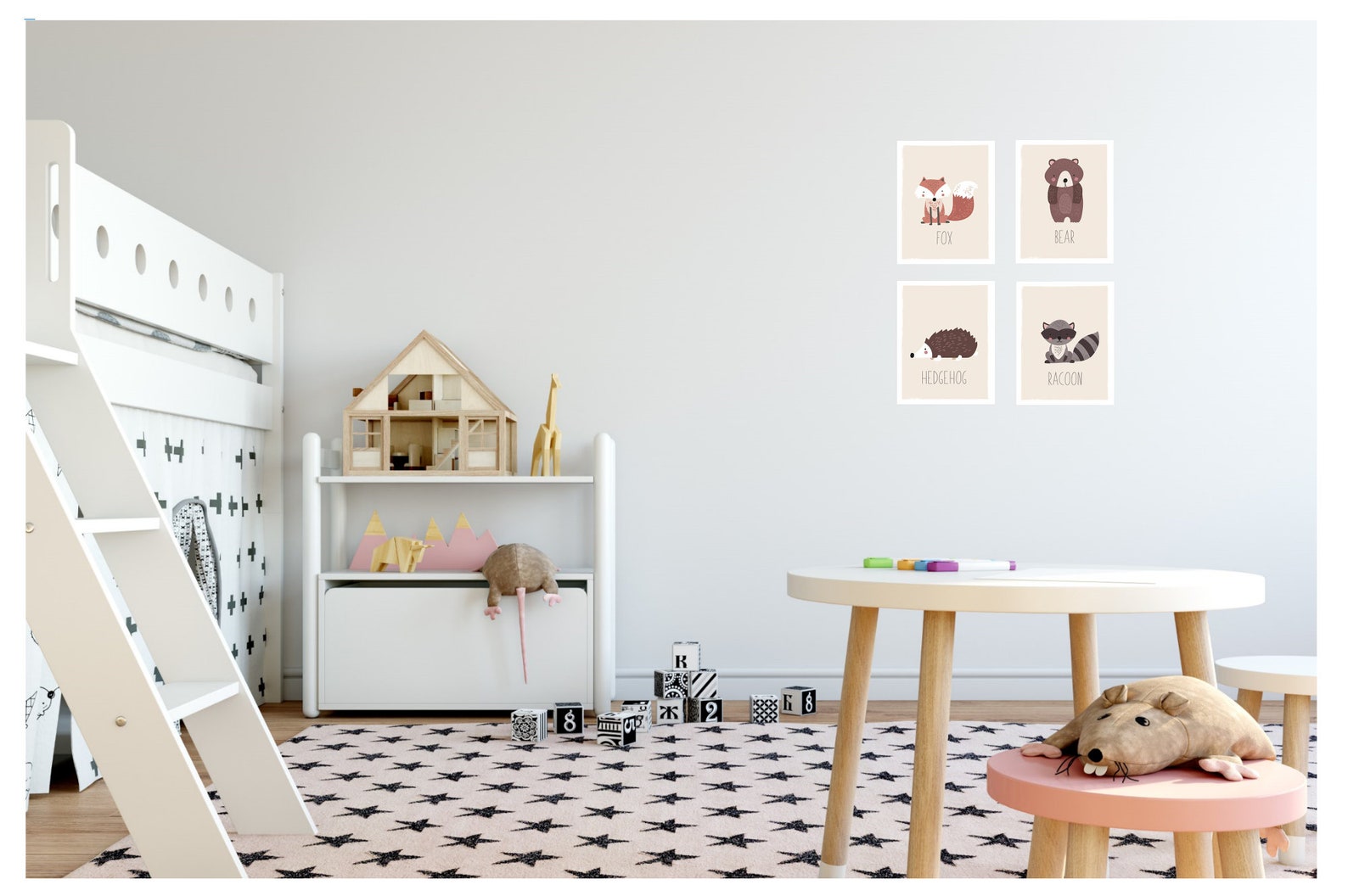 Woodland Forest Animals Nursery Decor Set of Four - Etsy