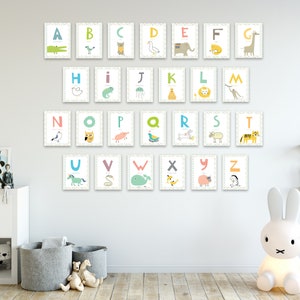 Animal Alphabet Wall Cards Alphabet Nursery Decor Nature - Etsy