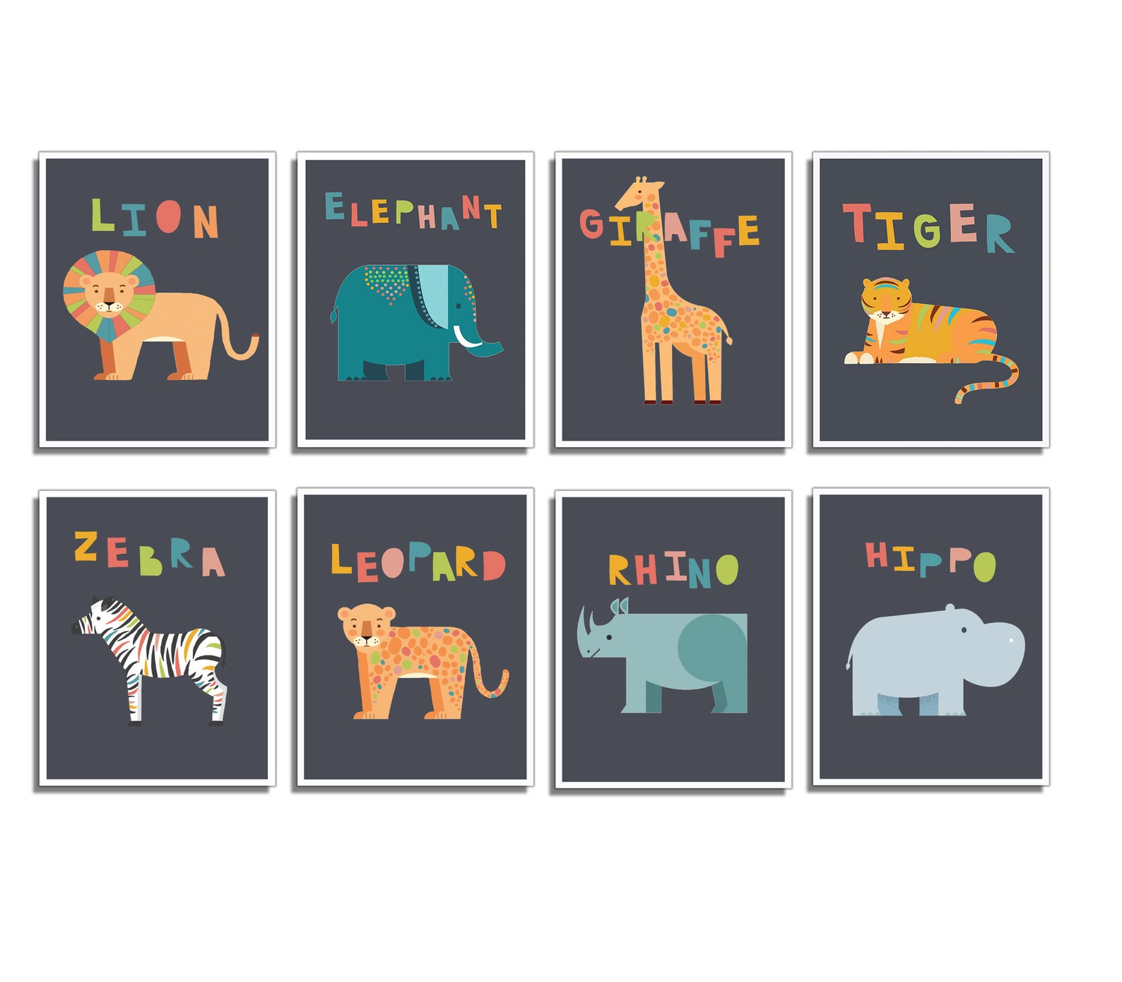 Safari Animals Wall Cards, Safari Decor, Nursery Decor, Nursery Art ...