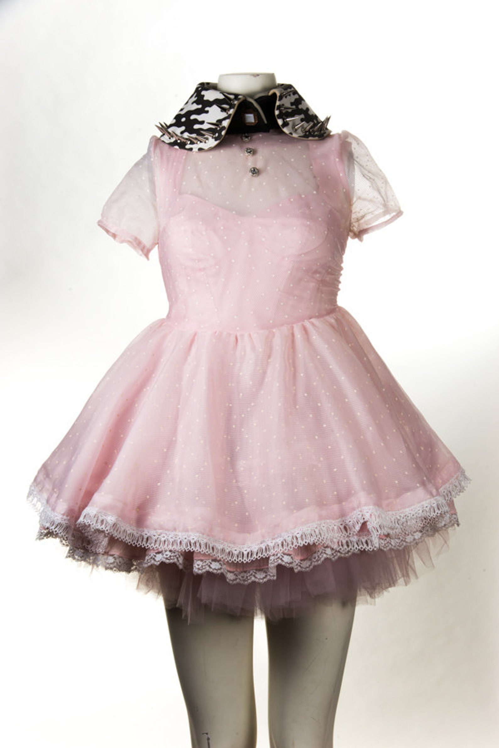 Polka Dot Baby Pink Dress / Tule Petticoat/follow the Rabbit Dress ...