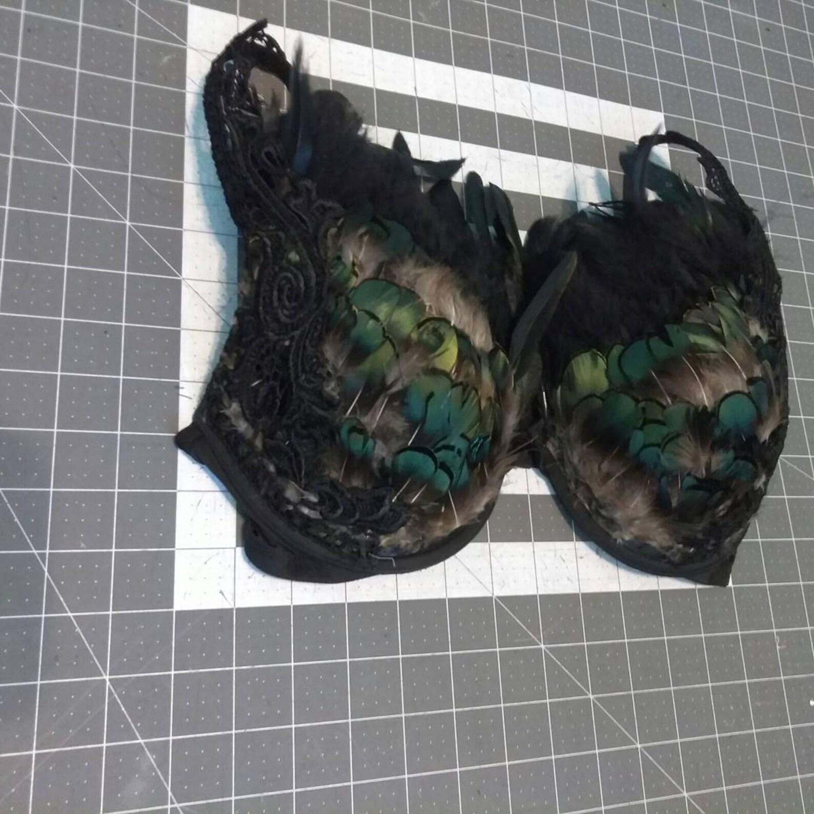 Bra/burlesque Bra/feather Bra/lace Bra/performance Wear/ Stage - Etsy