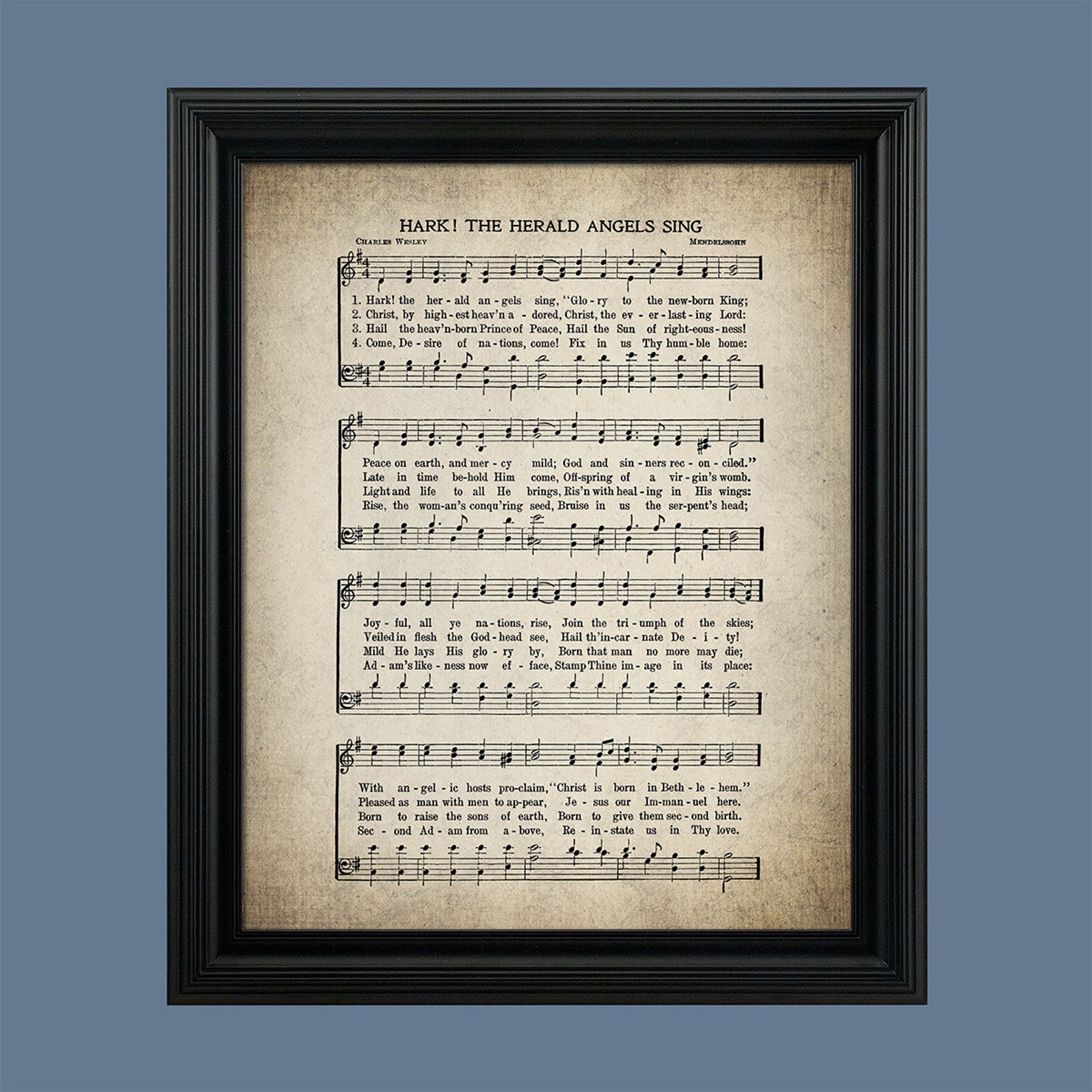Hark the Herald Angels Sing Hymn Print Sheet Music Art - Etsy