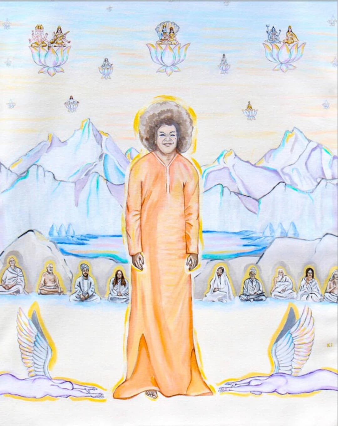 Sathya Sai Baba, Hindu Saints, Giclee Unique Art Print "glimpses of ...