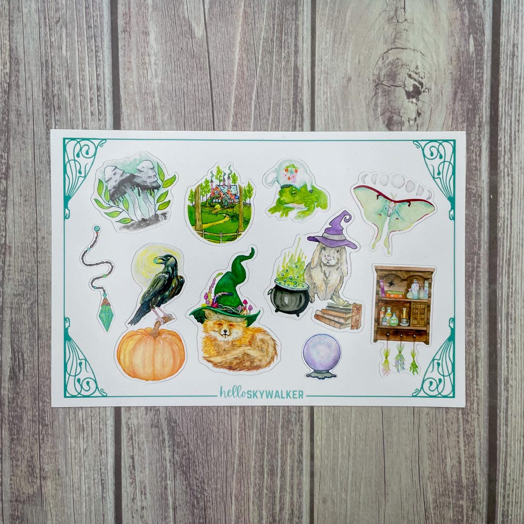 Forest Witch Stickers • Cottage Core Stickers • Sticker Sheet - Etsy