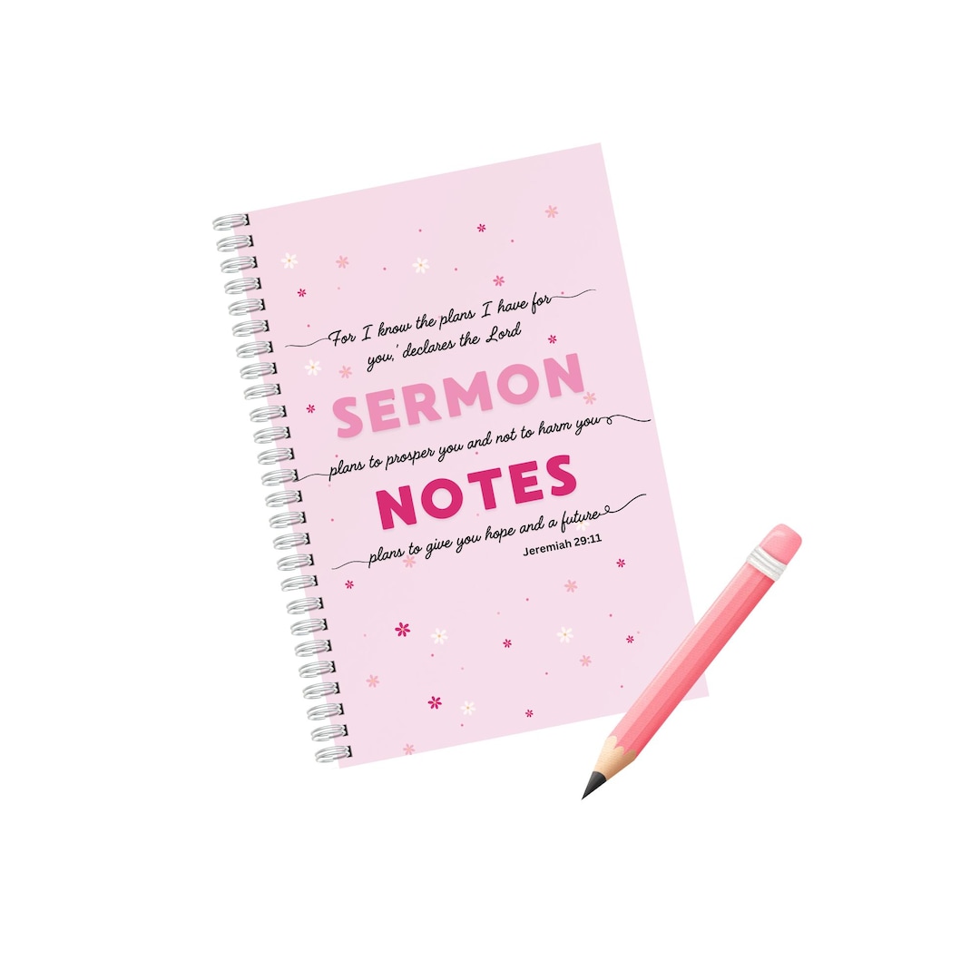 Pink Sermon Notes Notebook for Girls: Christian Journal - Etsy