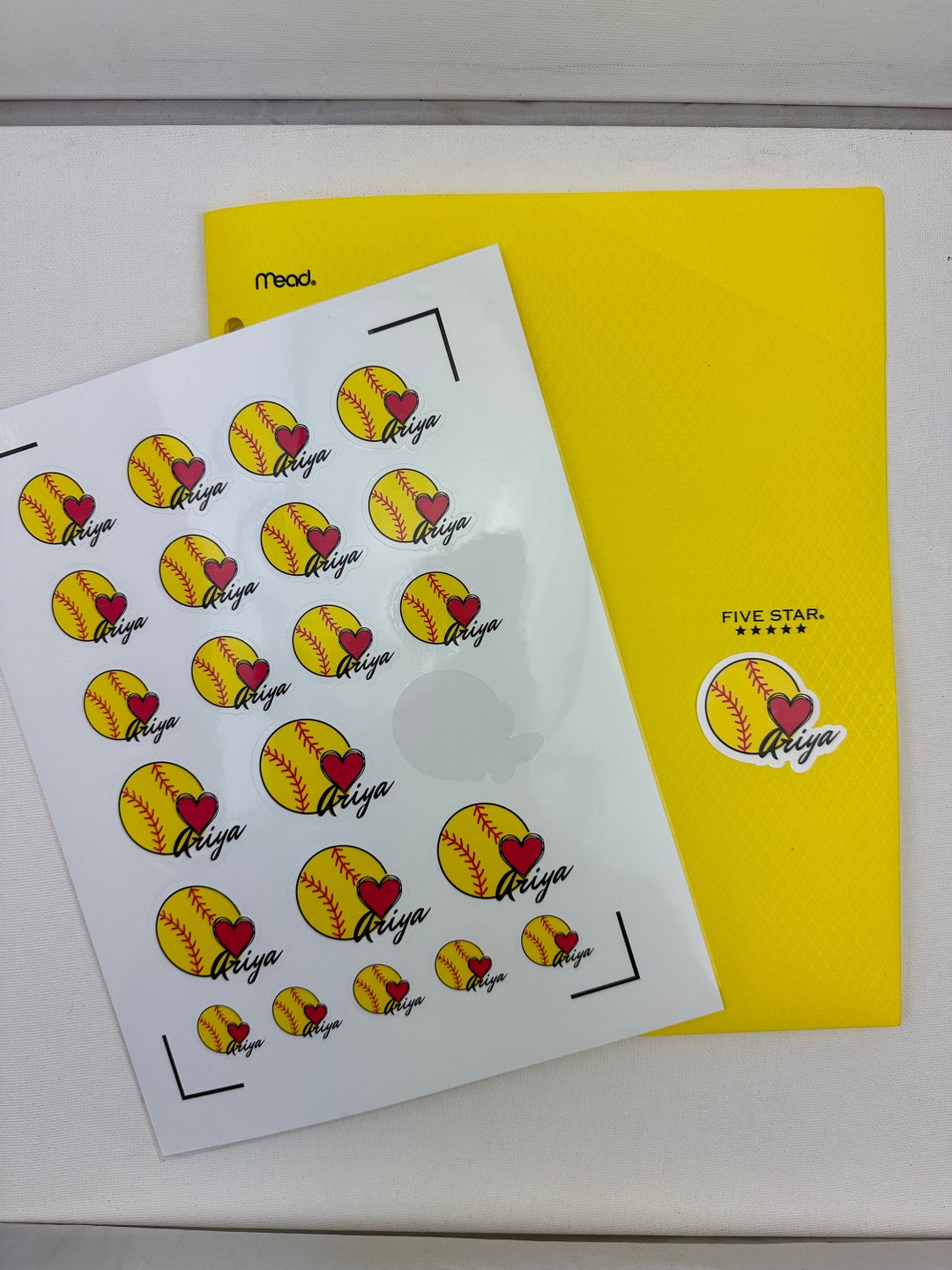 Custom Softball Name Labels for School Supplies, Folder Subject Labels ...