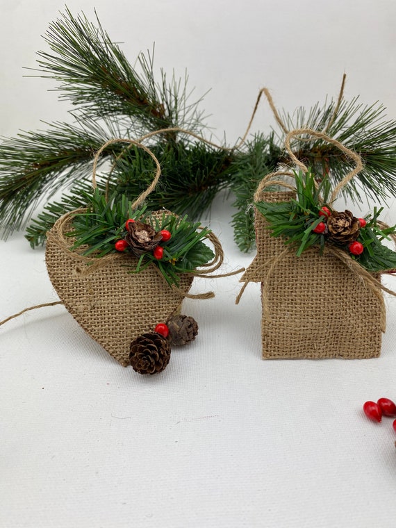 Burlap Christmas Ornaments Rustic Christmas Tree Ornaments | Etsy