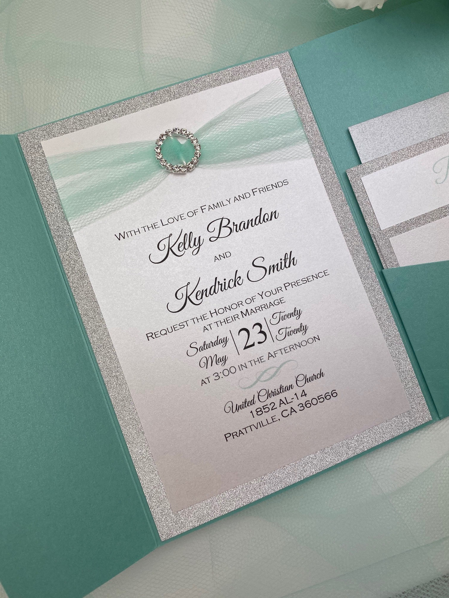 Lace Turquoise & Silver Wedding Invitation Boho Personalized | Etsy