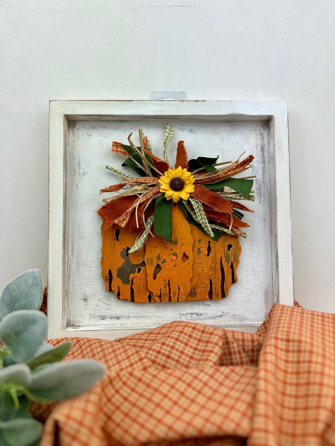 Rustic Grungy Pumpkin, Farm Fall Decor, Primitive Pumpkin Fall Frame ...