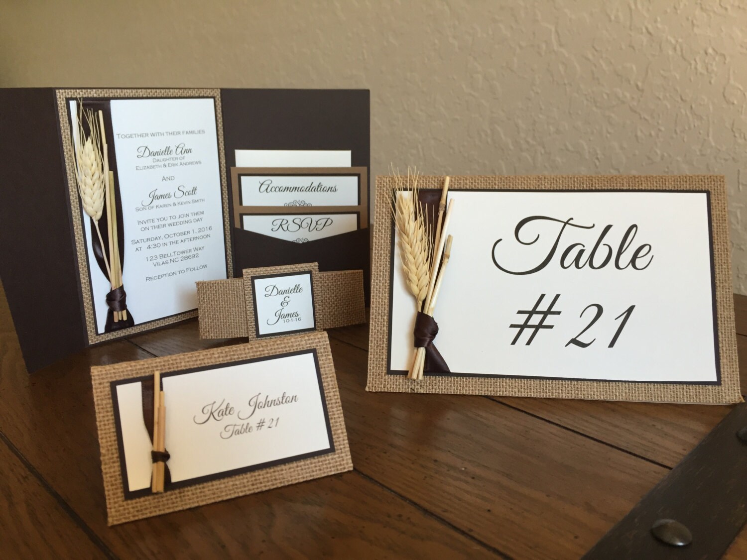 Rustic wheat and burlap table number Earthy table numbers | Etsy