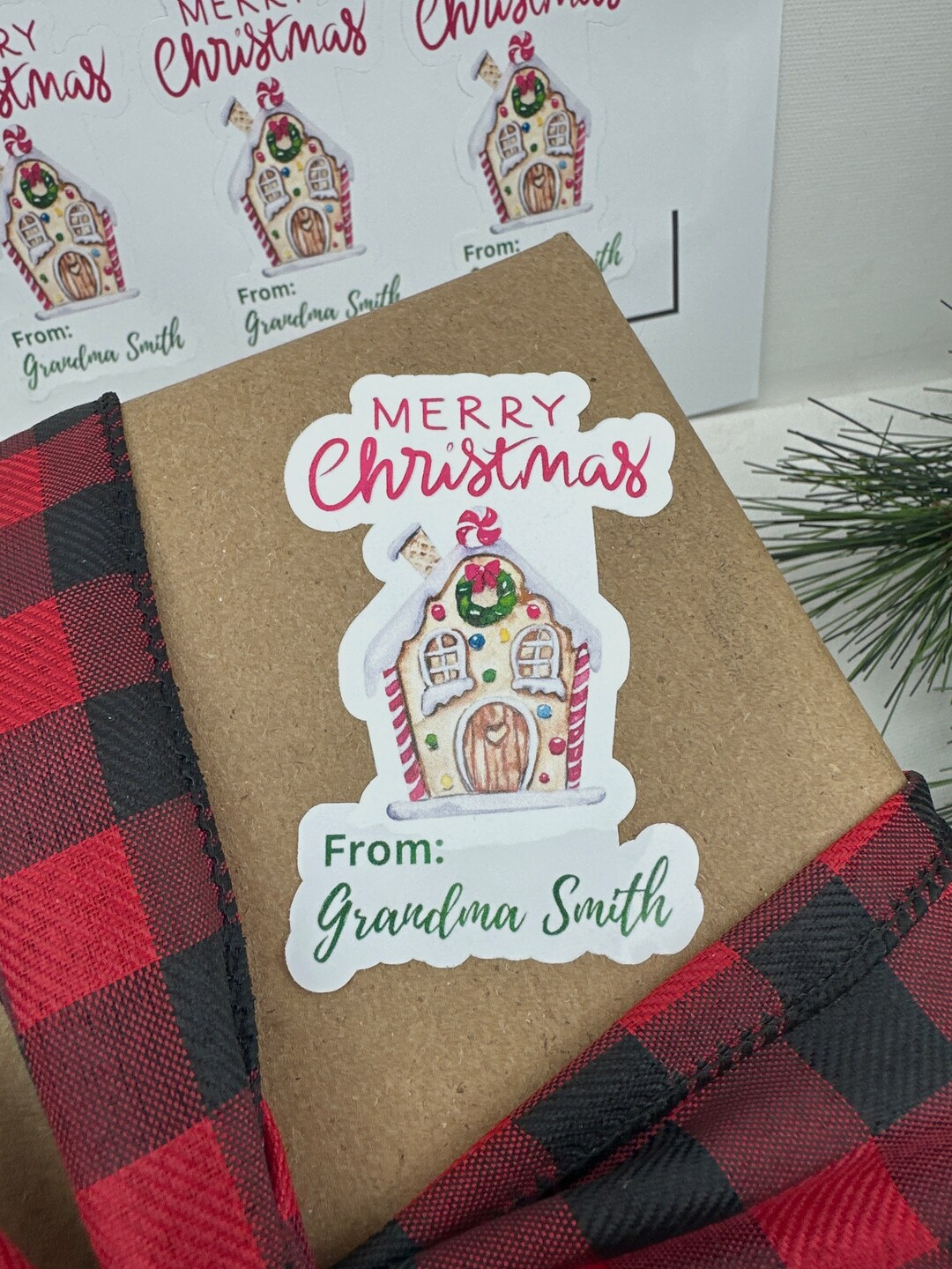 Personalized Gingerbread House Sticker From Grandma Gift Tag Sticker ...