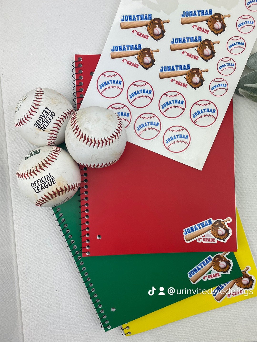 Custom Baseball Name Labels: School Supplies Stickers - Etsy