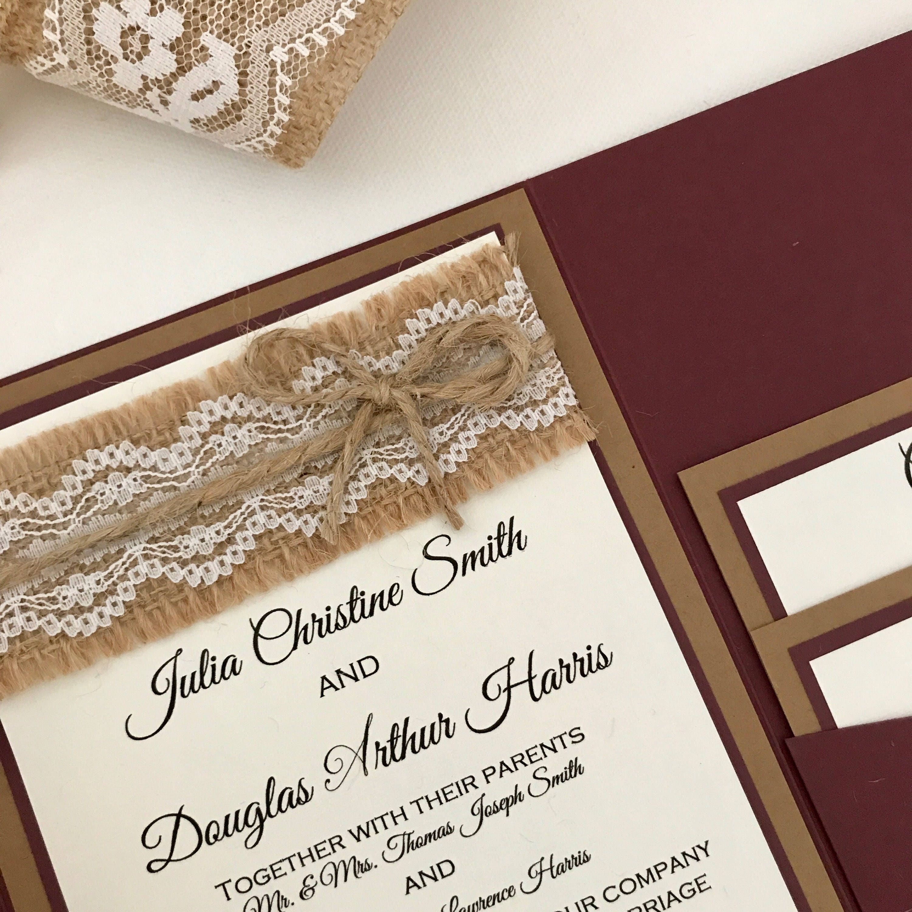 Christmas Wedding Invitation Rustic Invitation Set Unique | Etsy