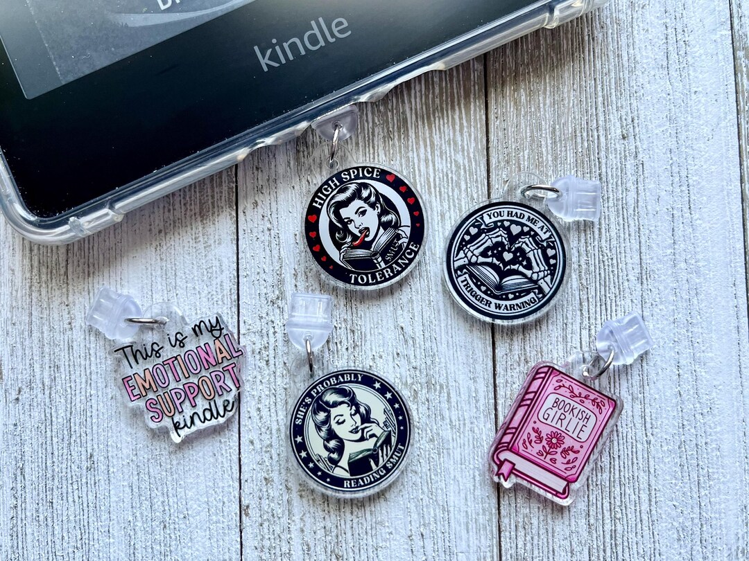 Kindle Charm, Kindle Dust Plug, USB-C Dust Plug, Bookish Charm, Book ...