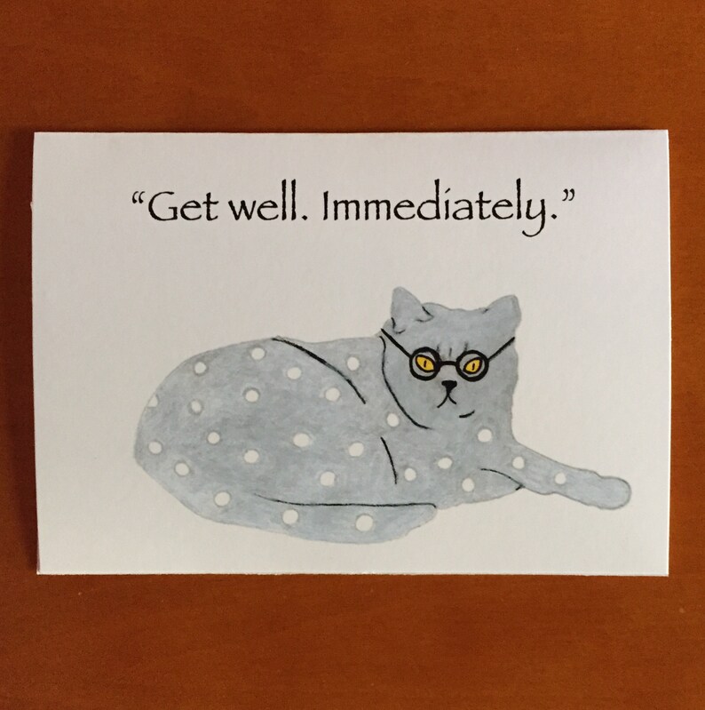 Get Well Soon Card Funny Cat Get Well Card | Etsy
