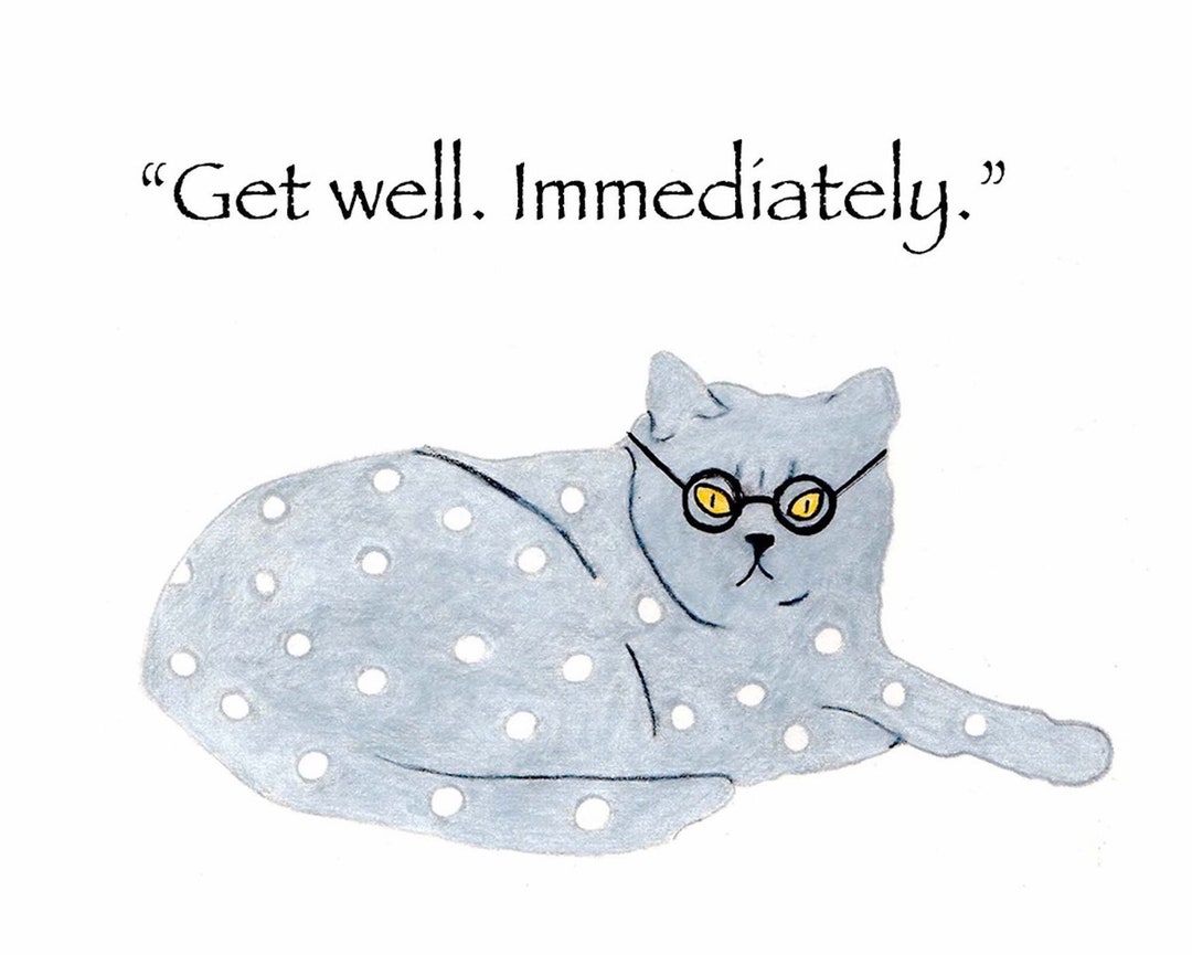 Get Well Soon Card; Funny Cat Get Well Card - Etsy