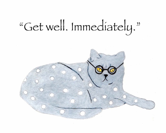 Get Well Soon Card Funny Cat Get Well Card | Etsy