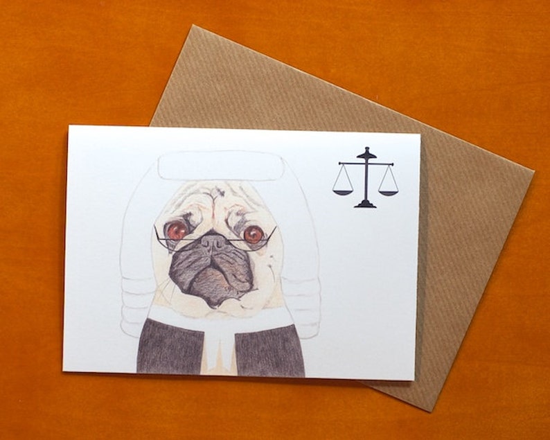 Pug Judge Birthday Card Pug Lovers Card Funny Pug Birthday Card - Etsy