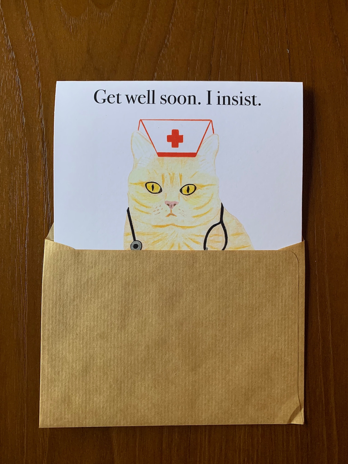 Get Well Card: Get Well Cat Card Ginger Cat Nurse Card Funny Get Well ...