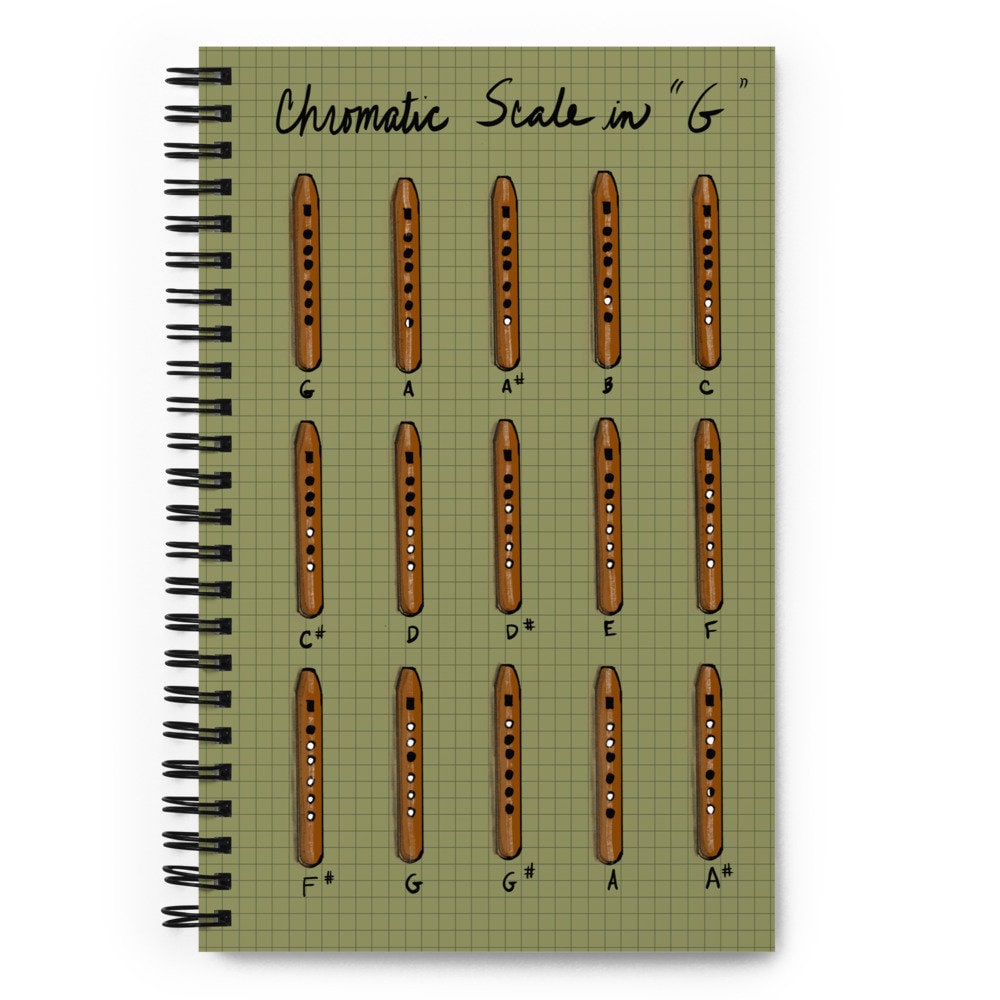 Native American Flute Fingering Chart Spiral Notebook With Bullet ...