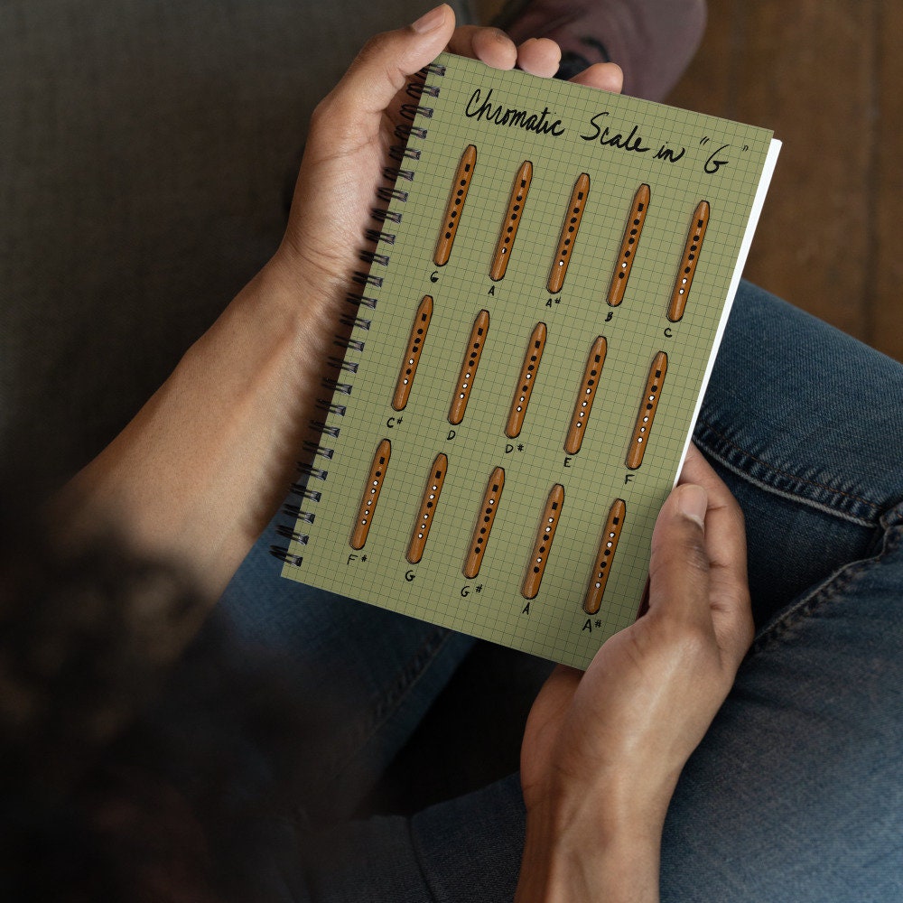 Native American Flute Fingering Chart Spiral Notebook With Bullet ...