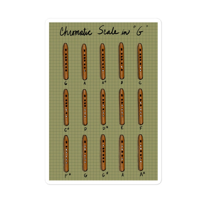 Native American Flute Fingering Chart in G Gift Sticker for Musician - Etsy