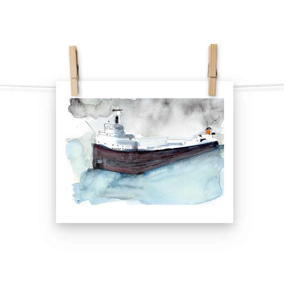 Edmund Fitzgerald Watercolor Art Print (choose a Size) - Etsy