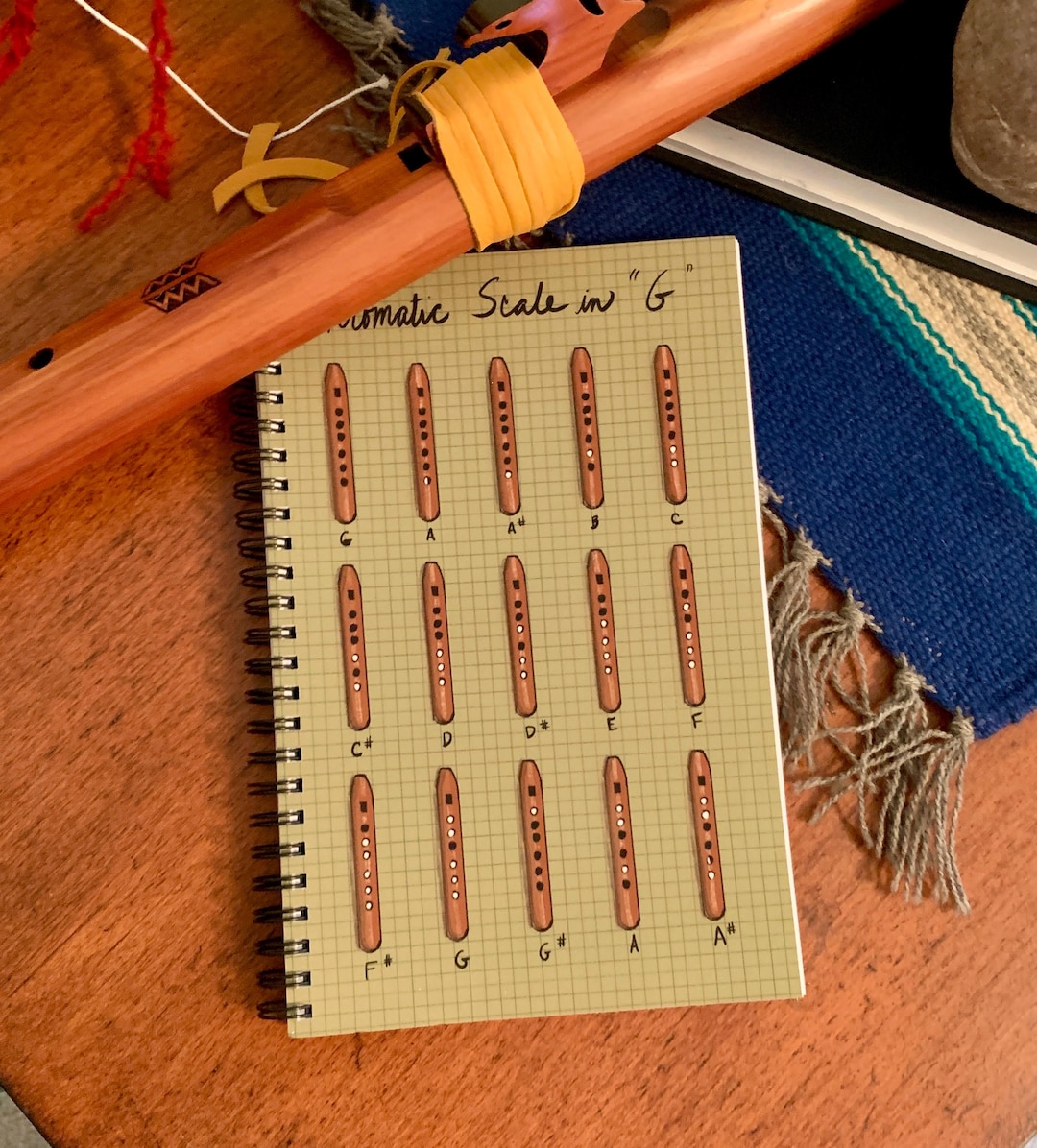 Native American Flute Fingering Chart Spiral Notebook With Bullet ...