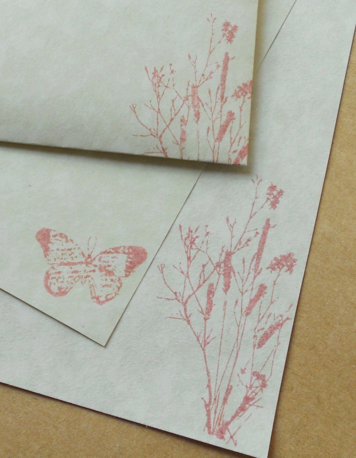 Parchment Paper Stationery Set. Writing Paper Hand Stamped | Etsy