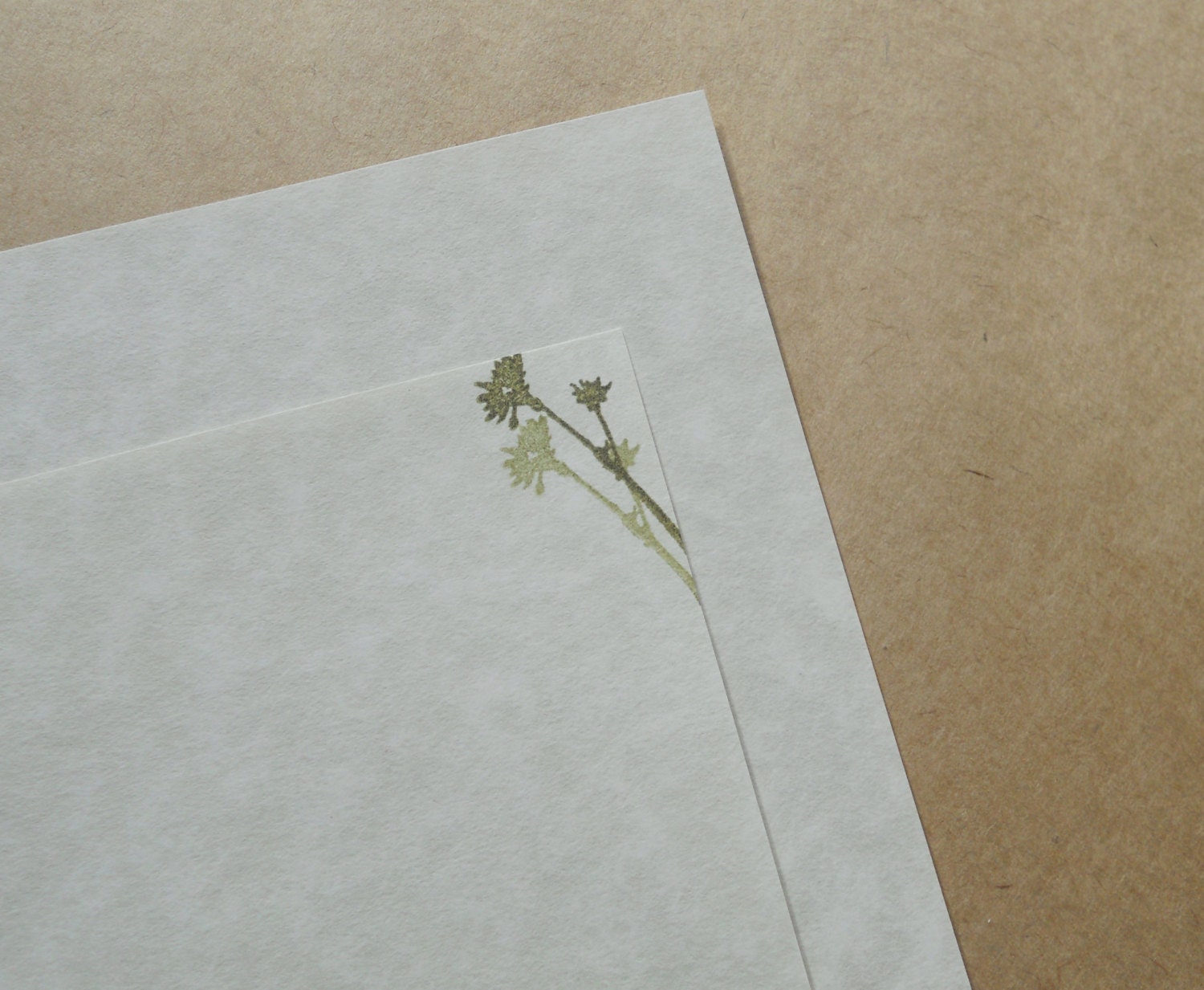 Parchment Paper Stationery Set. Writing Paper Hand Stamped | Etsy