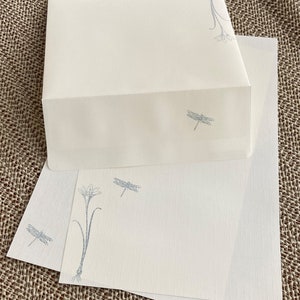 Handmade Stationery Set, Writing Paper With a Blue Lily and Dragonfly ...