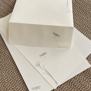 Handmade Stationery Set, Writing Paper With a Blue Lily and Dragonfly ...