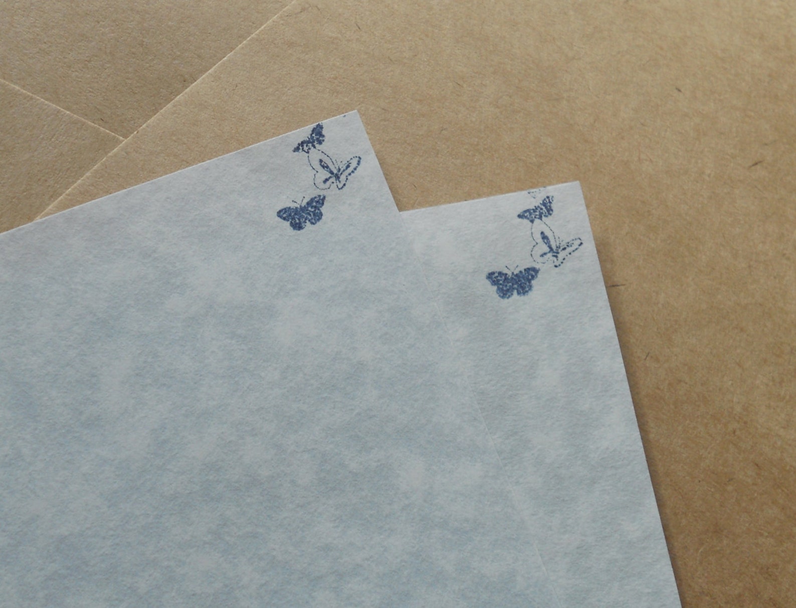 Blue parchment paper stationery set. Writing paper hand | Etsy