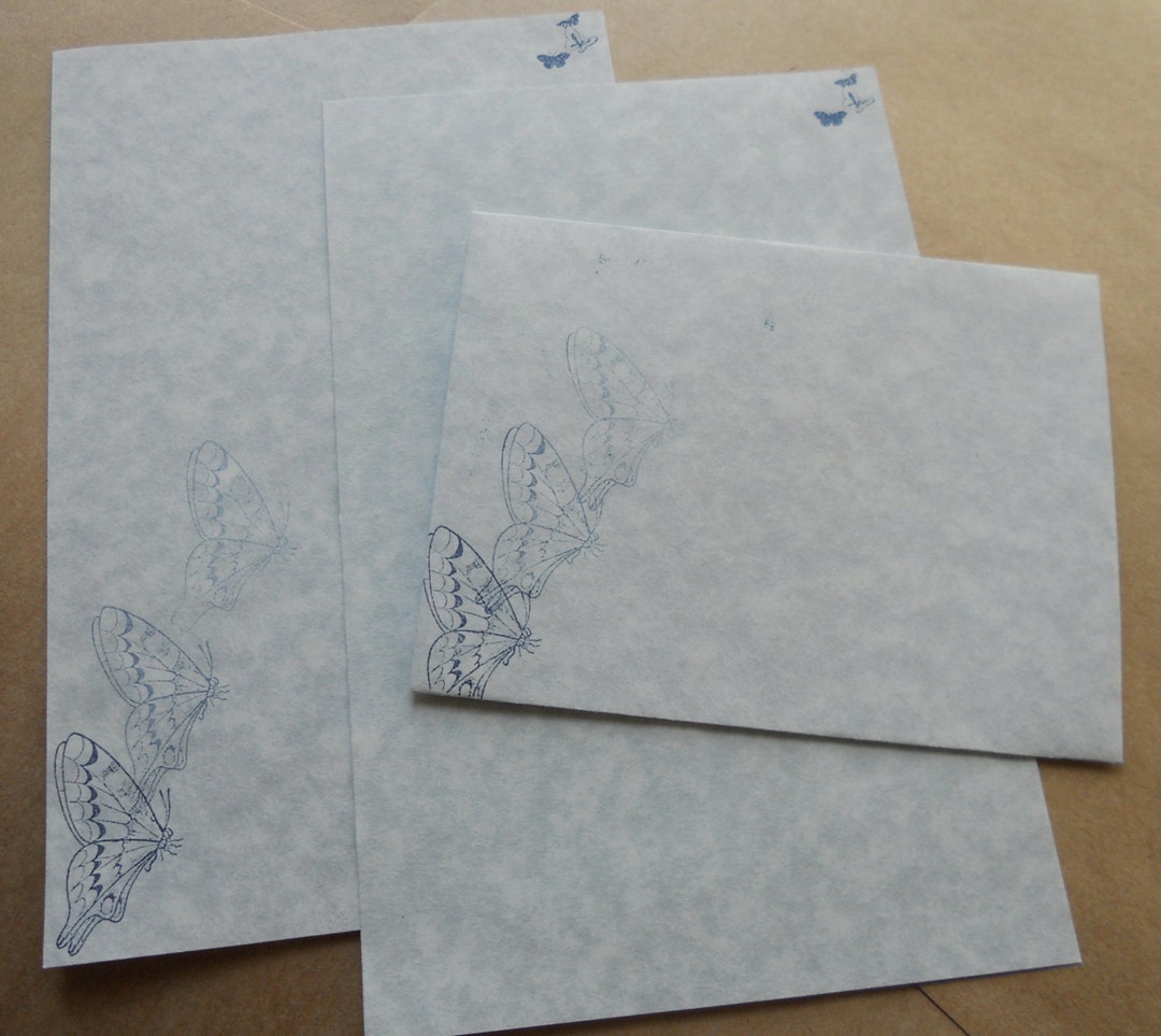 Blue Parchment Paper Stationery Set. Writing Paper Hand - Etsy
