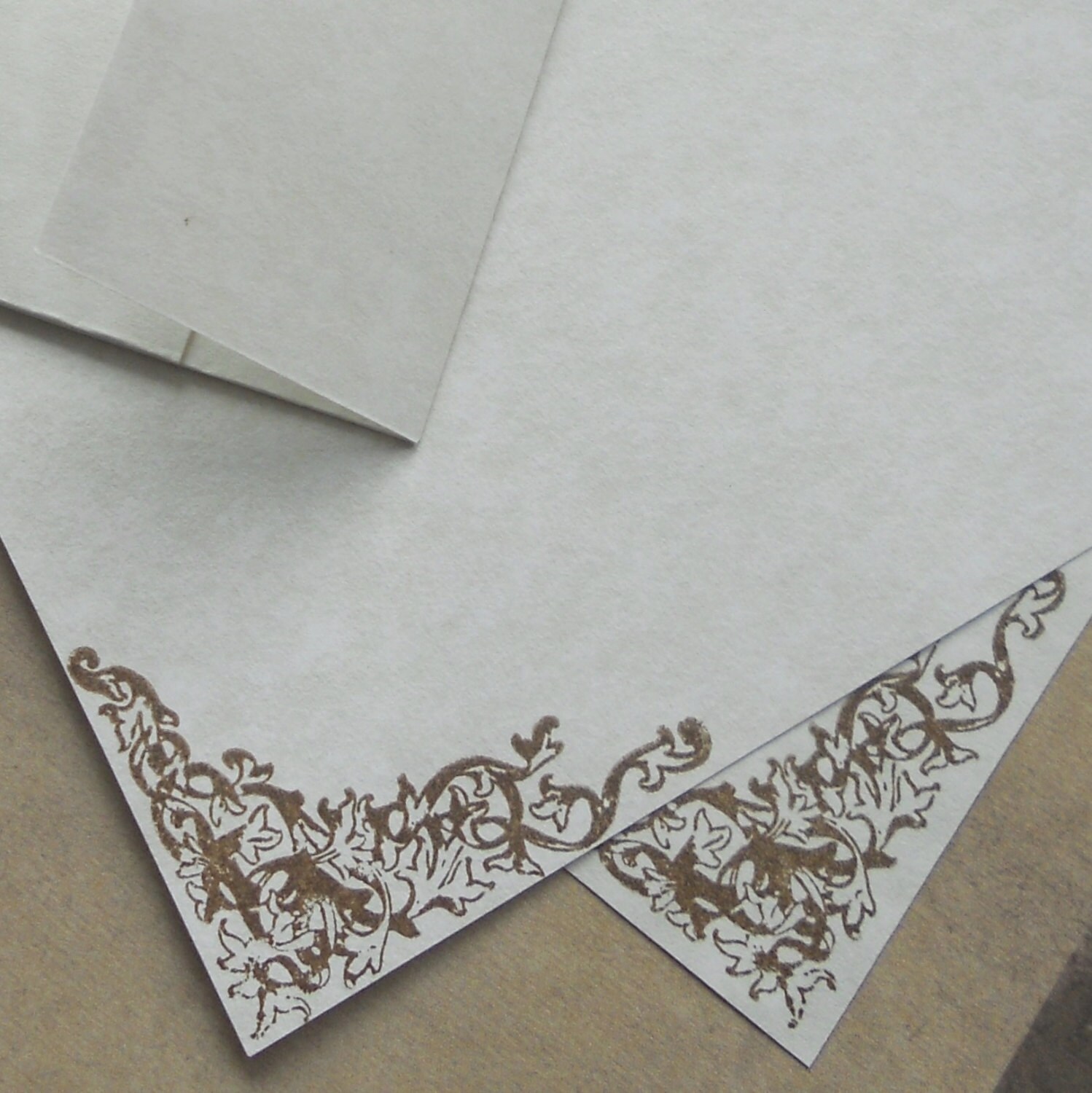 Parchment Paper Stationery Set. Writing Paper Hand Stamped - Etsy