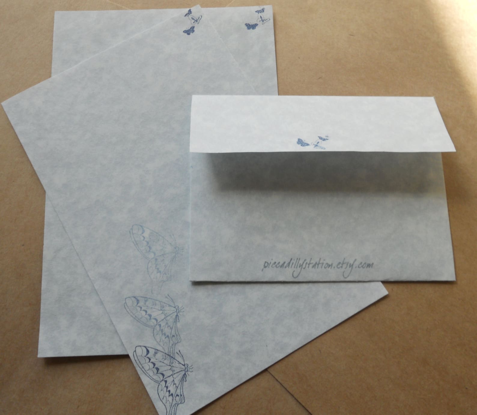 Blue Parchment Paper Stationery Set. Writing Paper Hand - Etsy