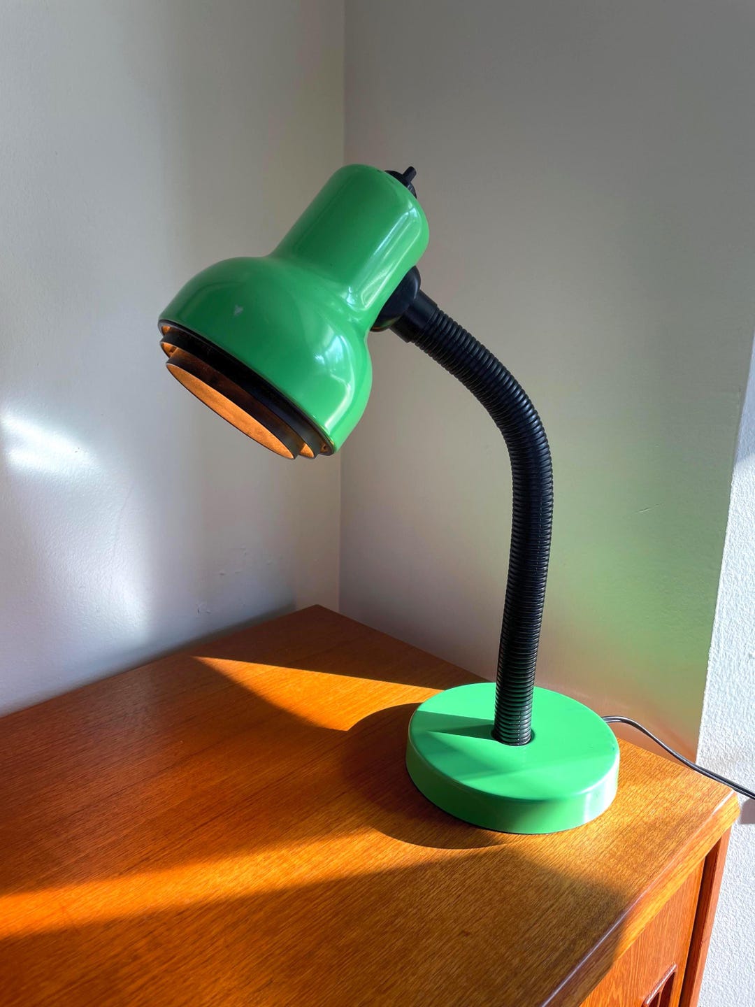Vintage Lime Green Desk Lamp | Goose Neck | Mid Century Adjustable ...