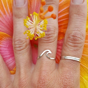 Wave Ring, Sterling Silver, 14K Gold Filled, Hammered Ring, Beach ...