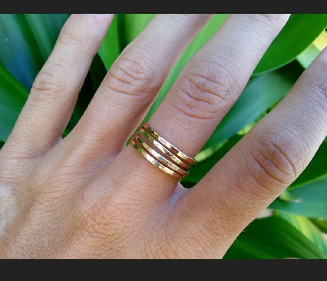 Stack Rings Stackable Ring Gold Ring band hammered ring | Etsy