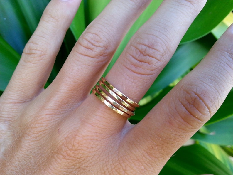 Stackable Rings Sterling Silver 14K Gold Filled Hammered | Etsy