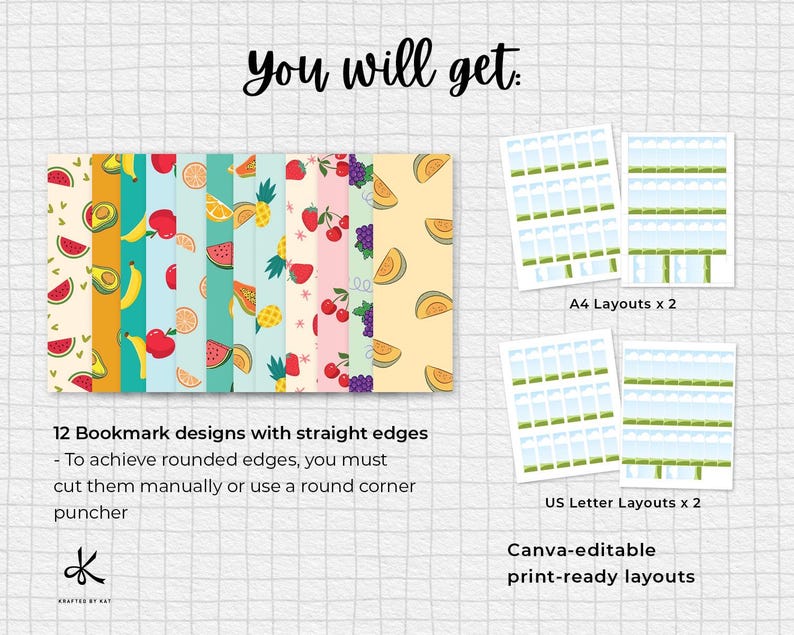 Downloadable Fruit-themed Clip-on Bookmarks | DIY Printable | Instant ...