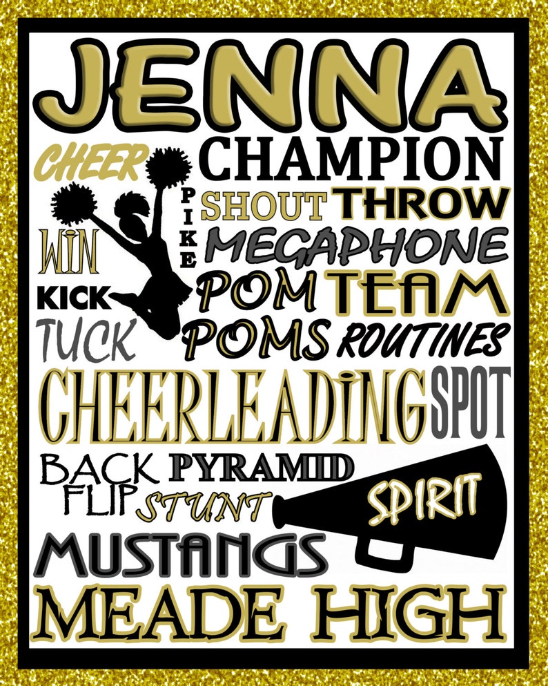 Cheerleading Print, Cheer Print, Custom Cheerleading Poster ...