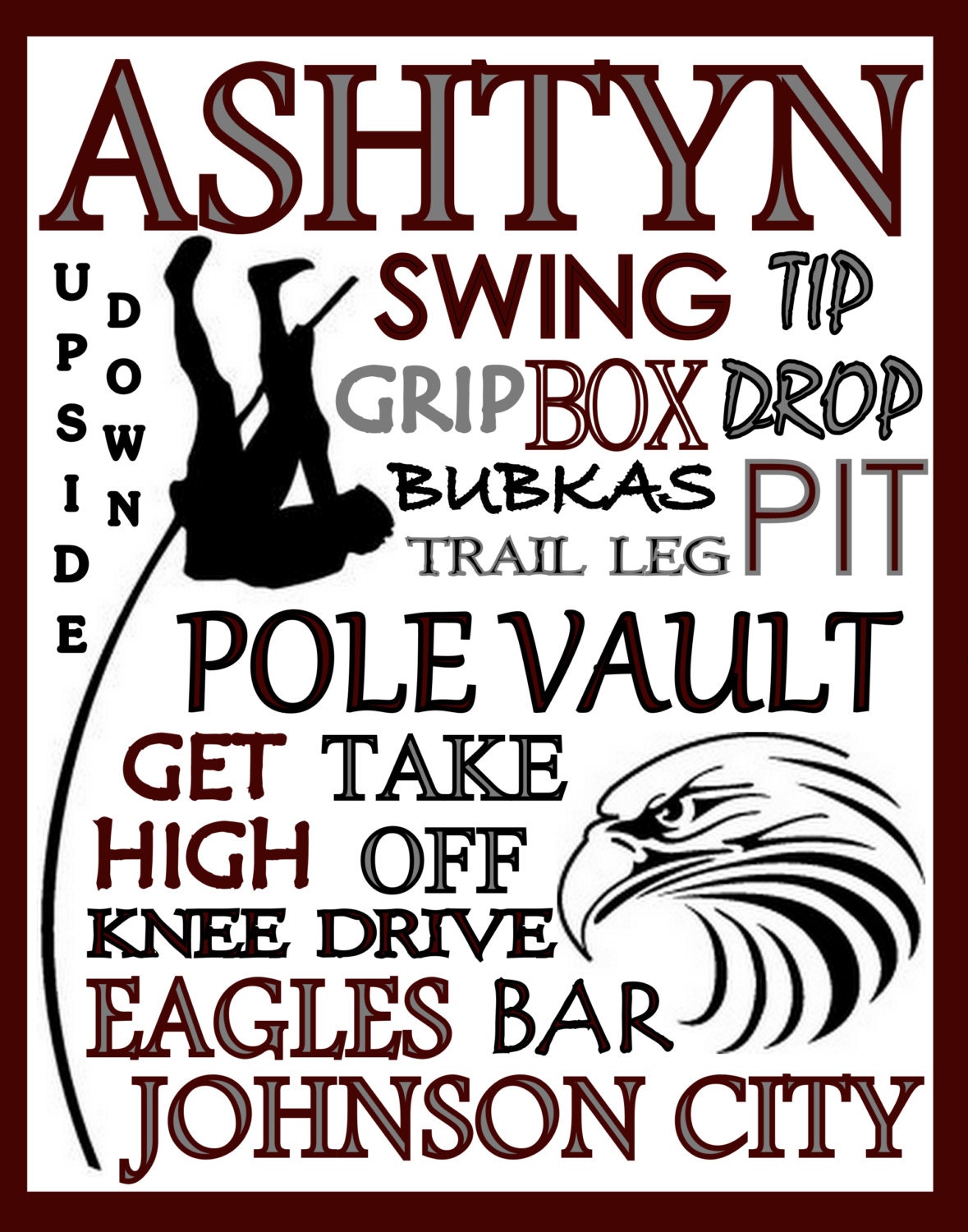 Custom Pole Vault Track & Field Print Custom Track Poster Track Team ...