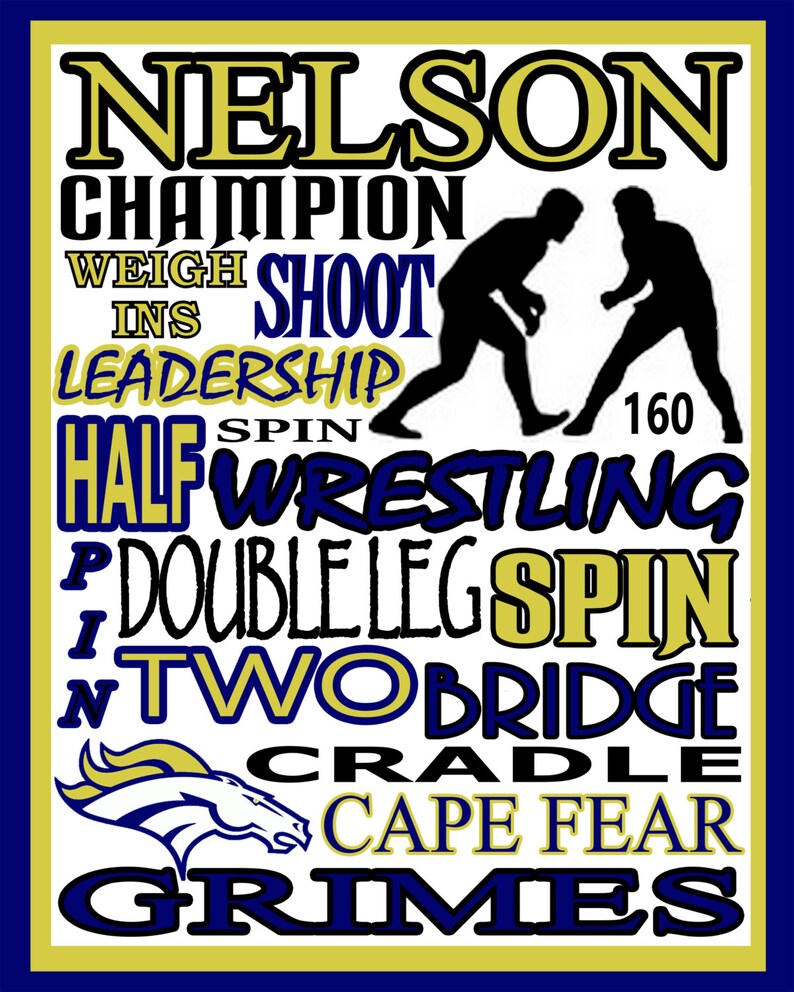 Wrestling Print Custom Wrestling Poster Wrestling Team Gift Wrestling ...