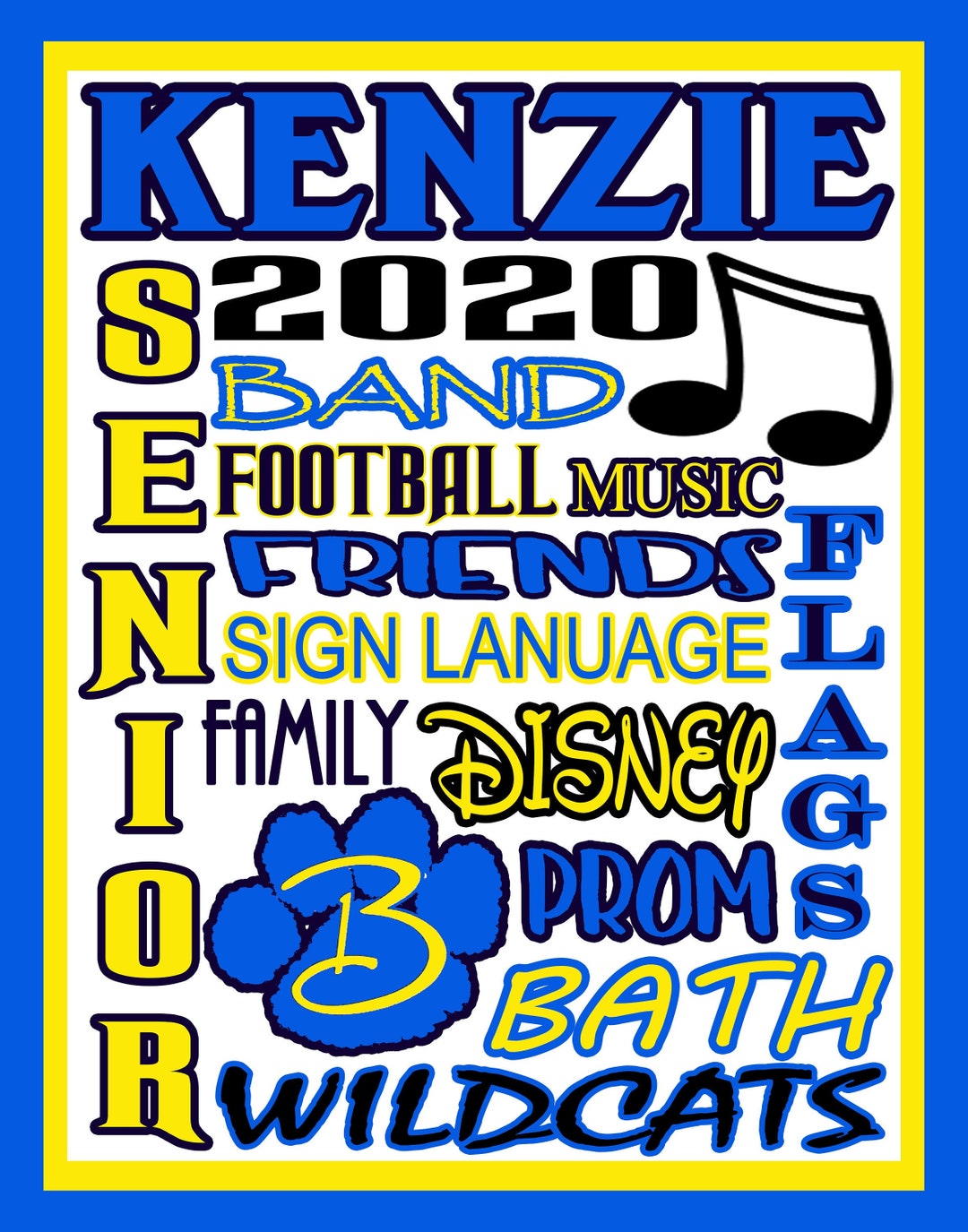 BAND Senior Poster, Custom Senior Poster, 2024 Seniors, Graduation Gift ...