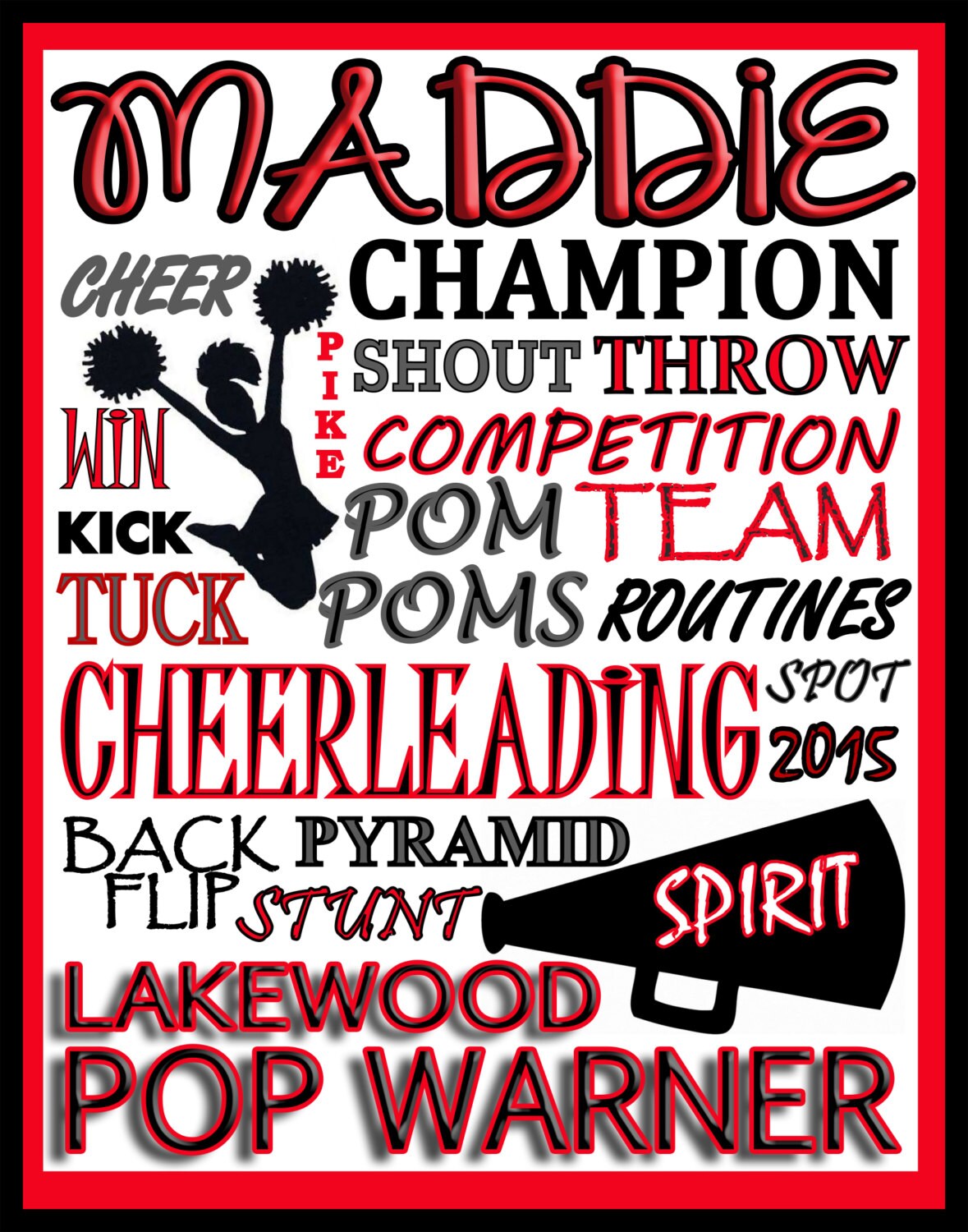 Cheerleading Print, Cheer Print, Custom Cheerleading Poster ...