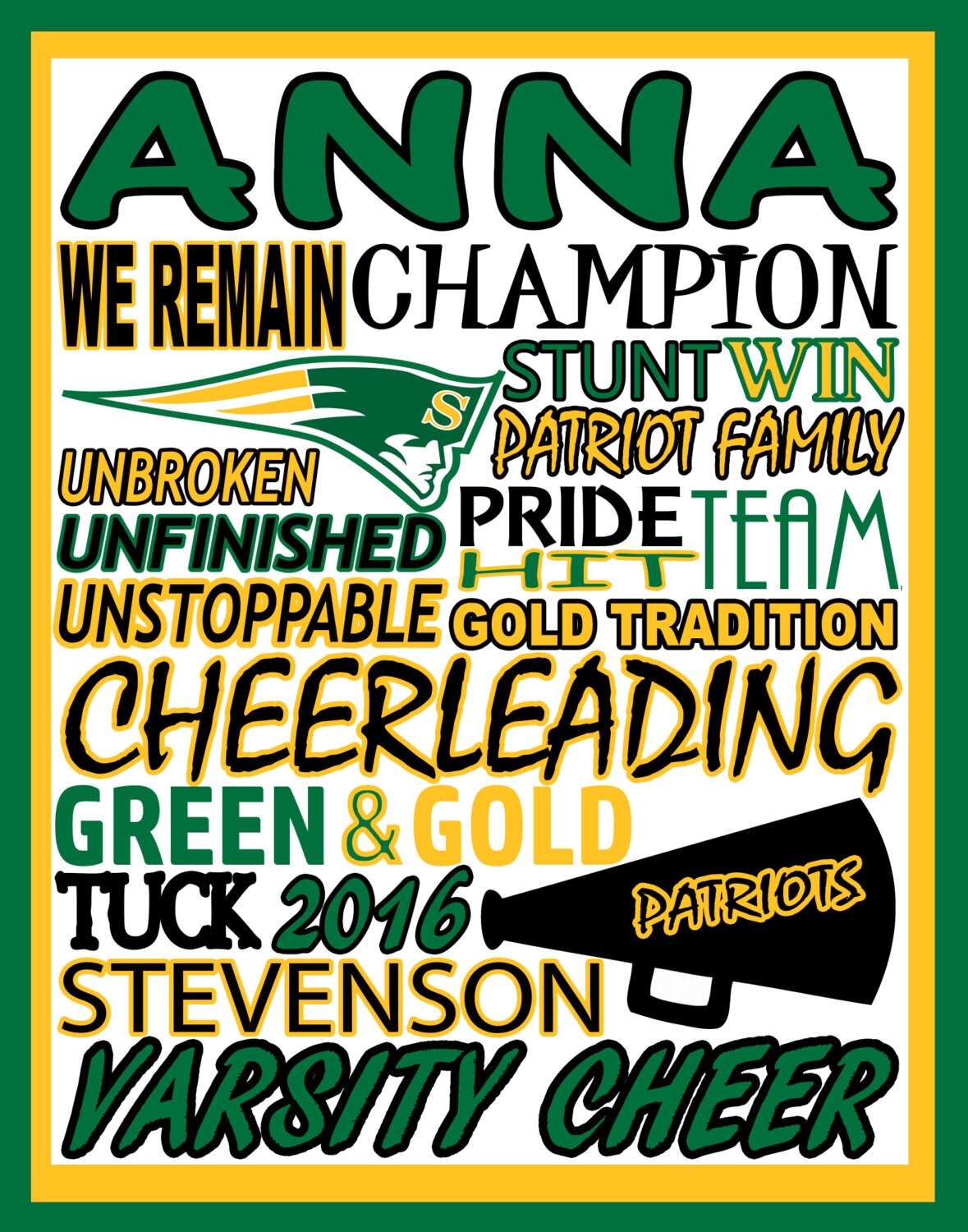 Cheerleading Print, Cheer Print, Custom Cheerleading Poster ...